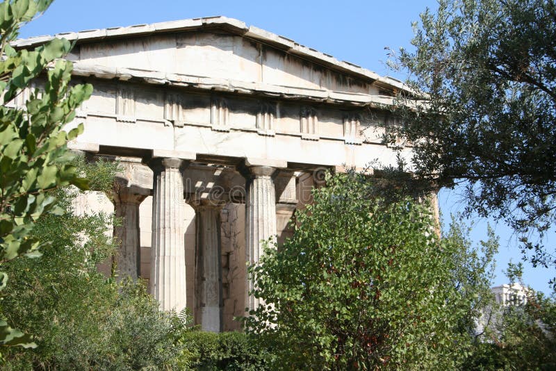 Greek Temple and Olive Tree Stock Image - Image of columns, classic ...