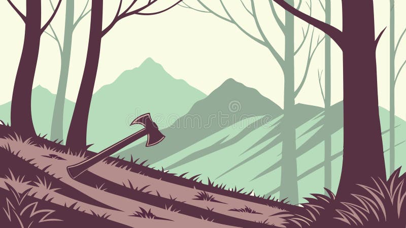 Ancient Axes in Rocky Landscape with Trees, Vector Design Generative AI ...