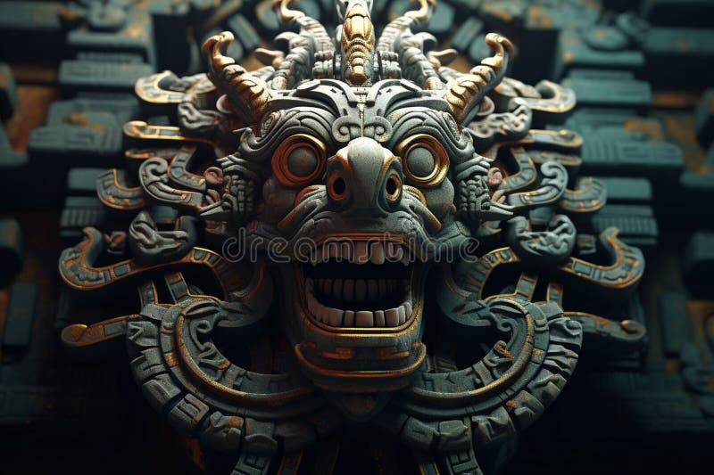 Ancient Aztec Artwork Featuring Revered and Mythic Stock Illustration ...