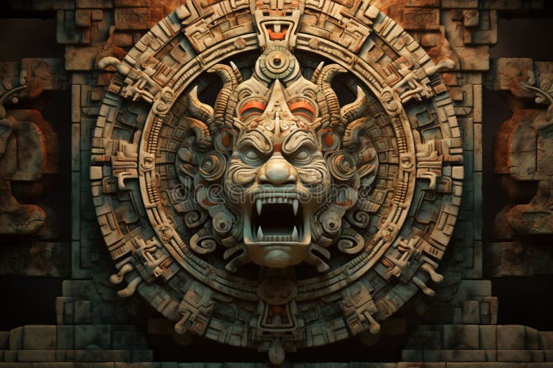 Ancient Aztec Artwork Featuring Revered and Mythic Stock Illustration ...