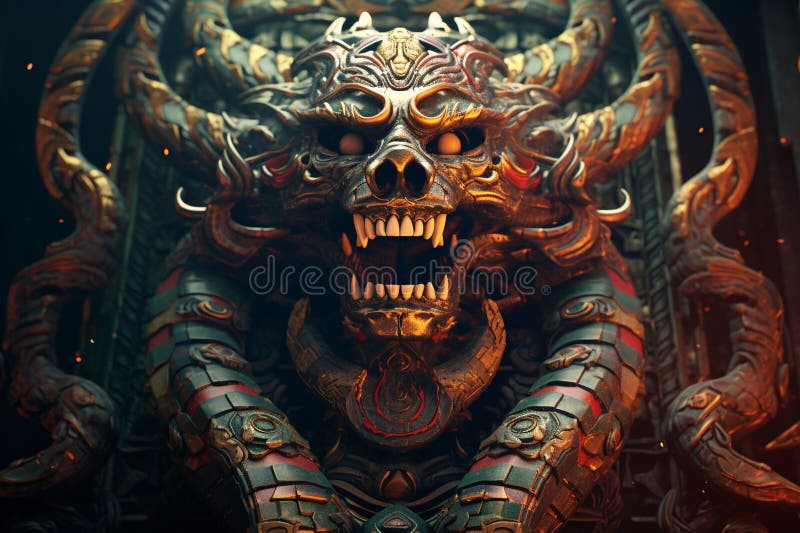 Ancient Aztec Artwork Featuring Revered and Mythic Stock Illustration ...