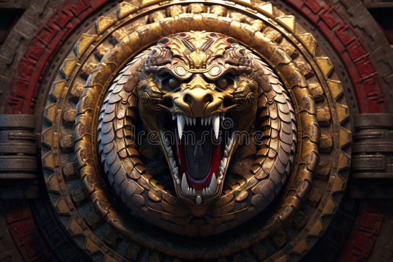 Ancient Aztec Artwork Featuring Revered and Mythi Stock Illustration ...