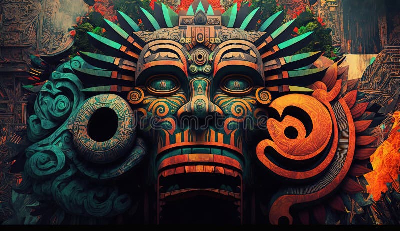 Ancient Aztec Civilization Collage Stock Illustration - Illustration of ...
