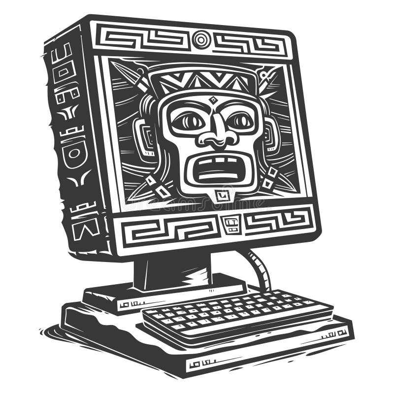 Mayan Mask stock vector. Illustration of blue, mayan - 12593086