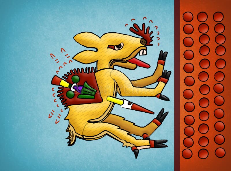 Ancient Aztec Mayan Deer Illustration Codex Style Stock Illustration ...