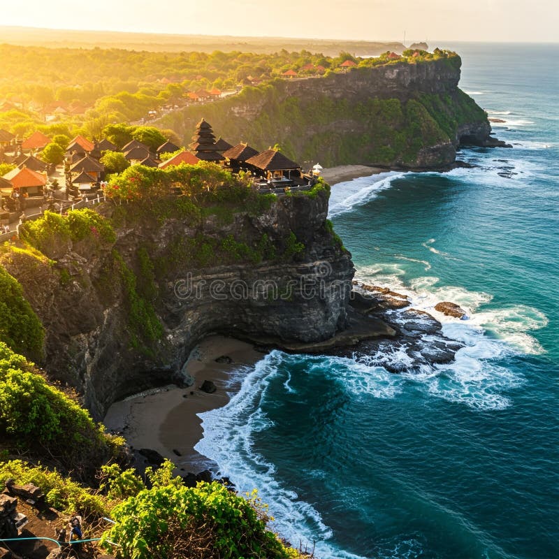 An Ancient Balinese Temple Perched on a Dramatic Cliff with Panoramic Ocean Views. Stock Photo ...