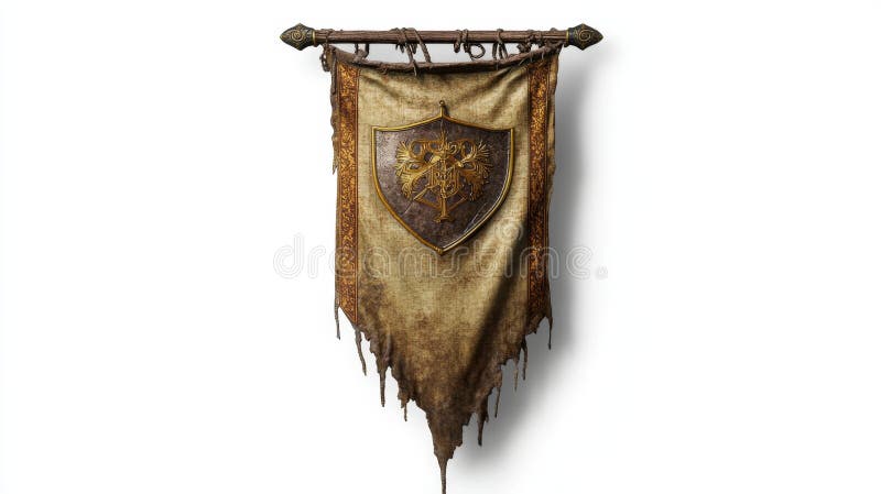 An Ancient Banner Hangs from a Rustic Rod. the Ornate Design Features a ...