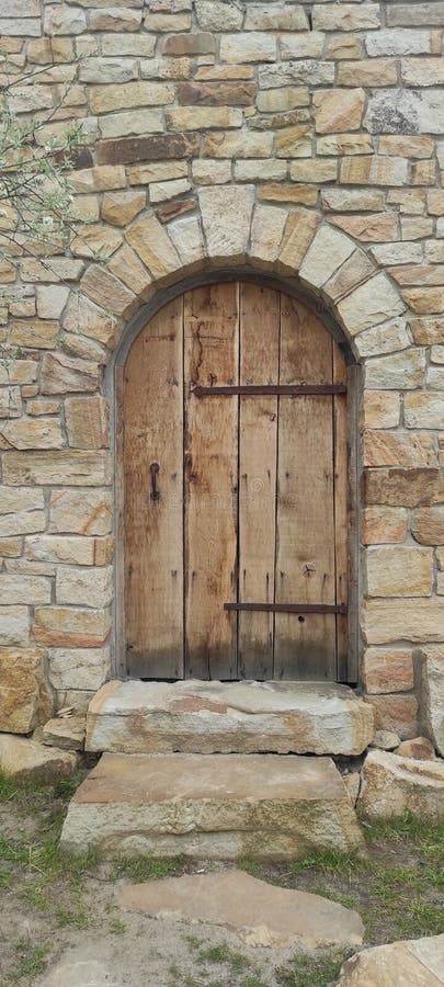 Ancient Beautiful Door in Stone Wall Stock Image - Image of wall, brick ...