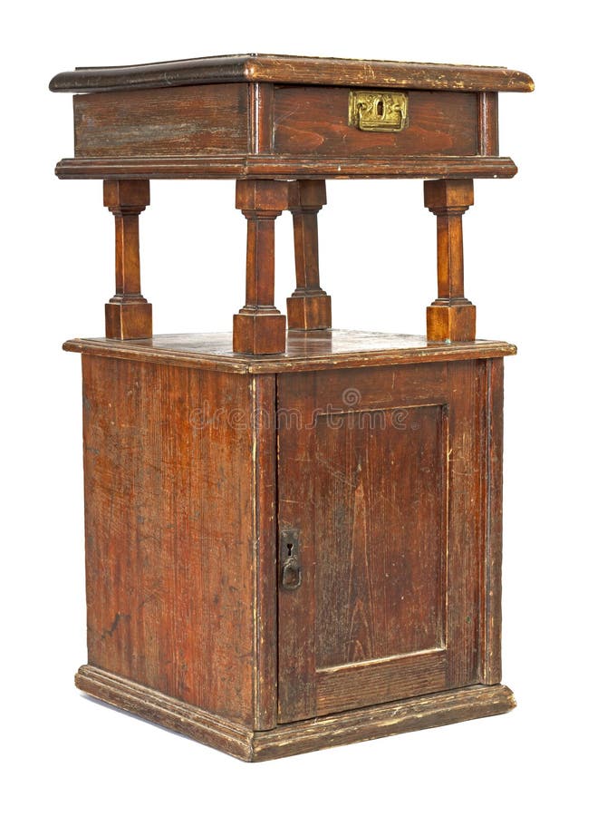 Ancient bedside table. stock image. Image of inlay, bedroom - 31627027