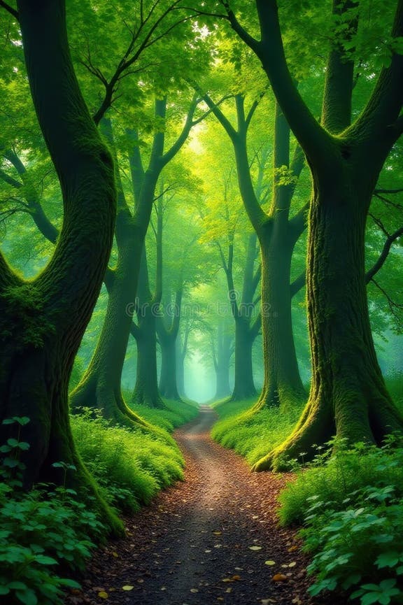 Ancient Beech Trees with Bizarre Forms Frame a Rustic Track, Enchanting ...