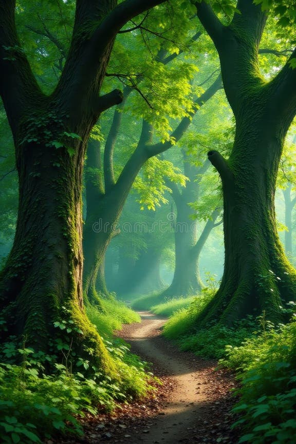 Ancient Beech Trees with Bizarre Forms Frame a Rustic Track, Enchanting ...