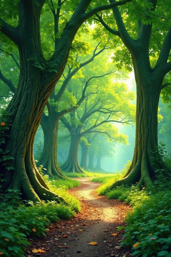 Ancient Beech Trees with Bizarre Forms Frame a Rustic Track, Enchanting ...