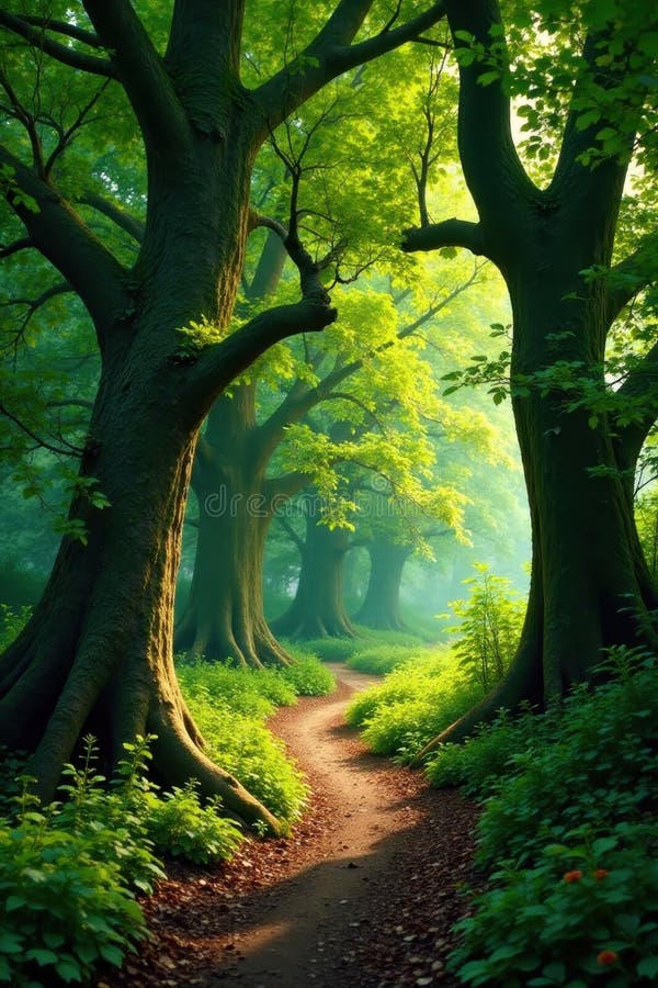 Ancient Beech Trees with Bizarre Forms Frame a Rustic Track, Enchanting ...