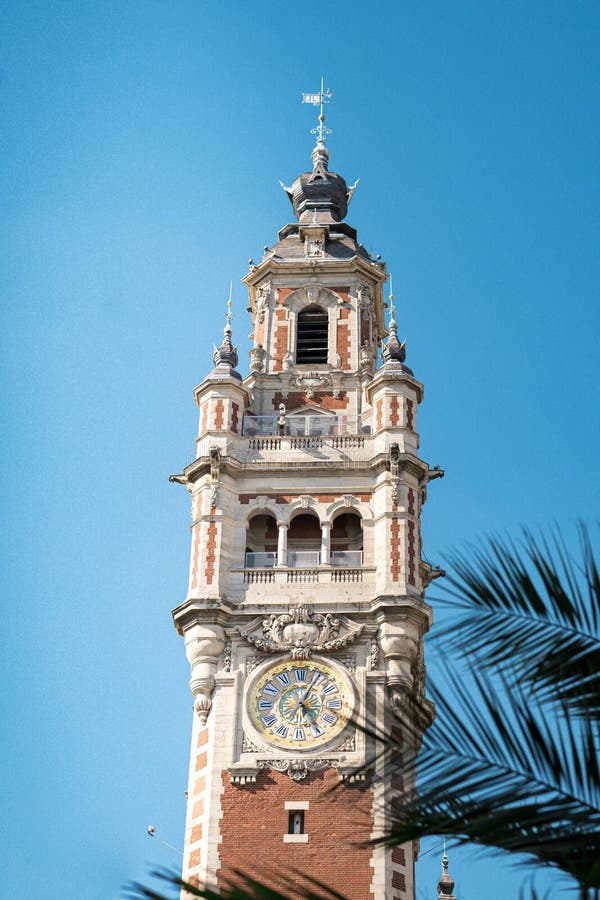 Ancient Beffroi De Lille Tower Against the Blue Sky Stock Photo - Image ...