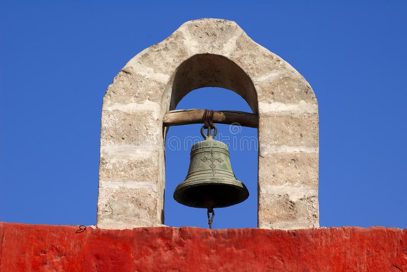 Ancient Bell Hanging on the Stone Arch Stock Image - Image of peru ...