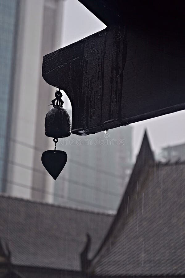 Ancient Bell Thai Style in the Rain Stock Photo - Image of thai, black ...