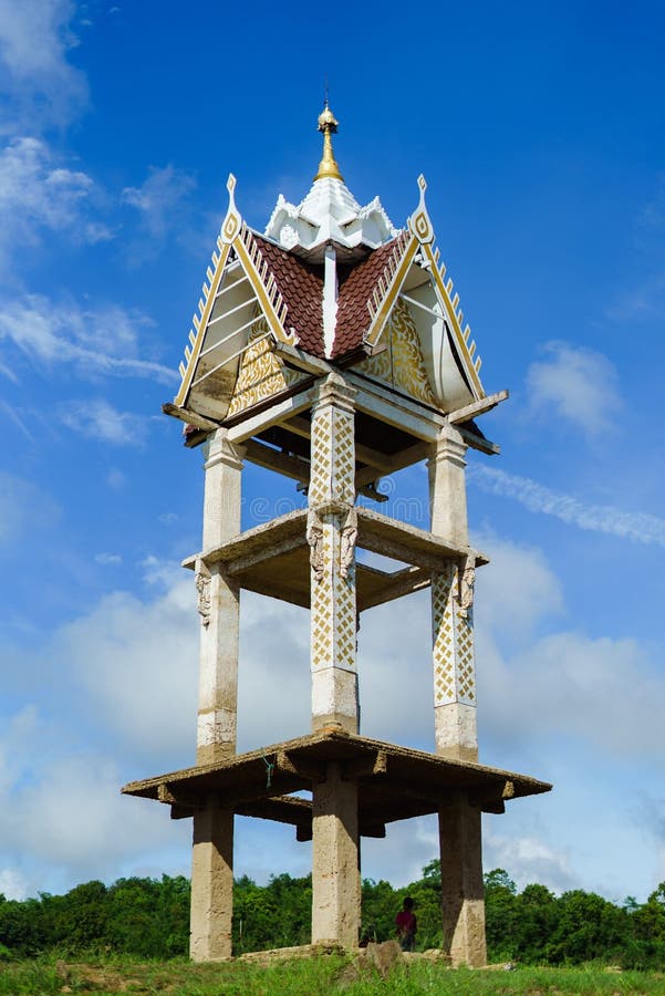 Ancient Bell Tower in Ruin Temple in Thailand Stock Photo - Image of ...