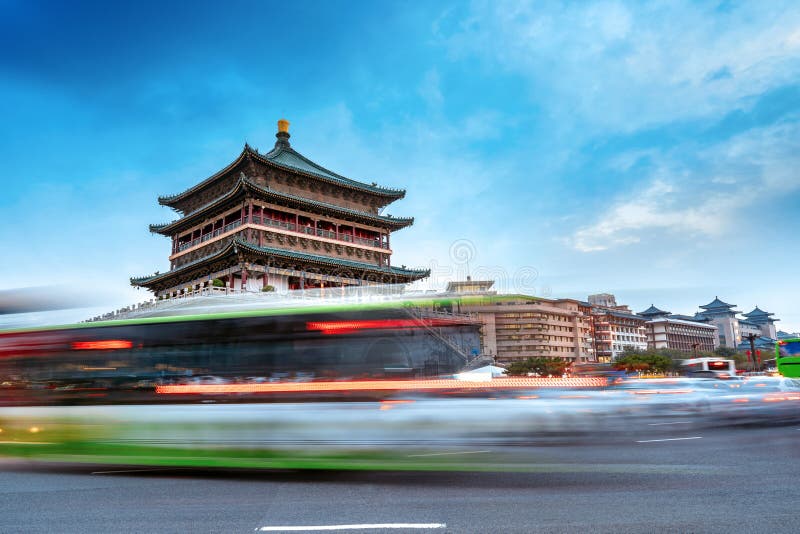 Ancient Bell Tower of Xi`an Stock Photo - Image of tourist, ancient ...