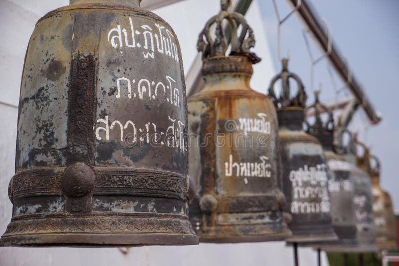 Ancient bell stock image. Image of buddhism, golden, silver - 99795365