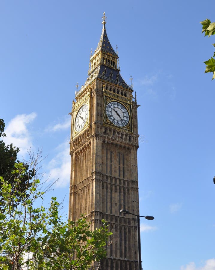 Ancient Big Ben Clock Tower in Front of a Cloudy Sky Stock Photo ...