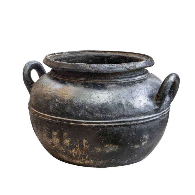Ancient Black Clay Pot with Two Handles Stock Photo - Illustration of ...
