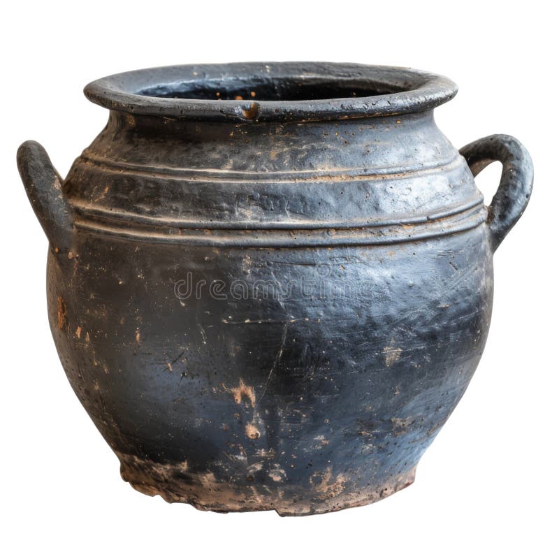 Ancient Black Clay Pot with Two Handles Stock Photo - Illustration of ...