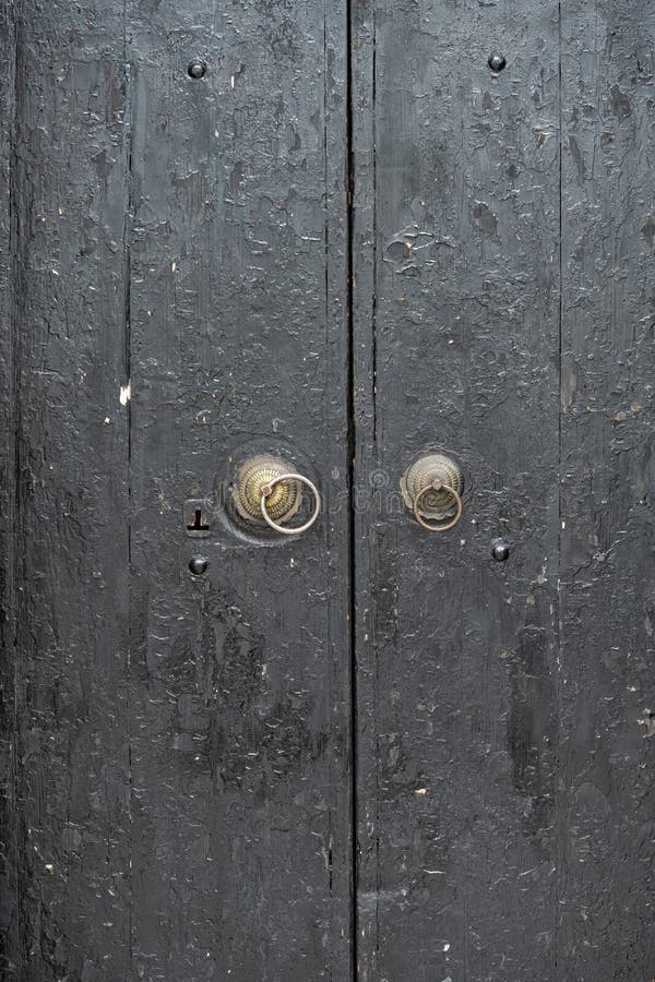 Ancient Black Wooden Gate at Vertical Composition Stock Photo - Image ...