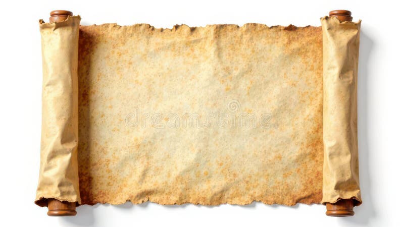 Ancient Blank Scroll with Wooden Handles and Aged Paper Texture Stock ...