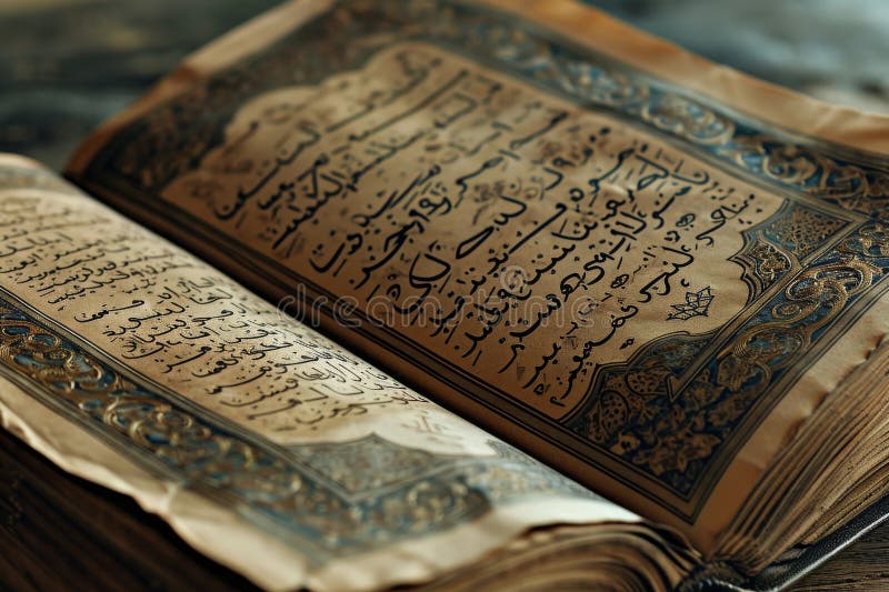 Ancient Book with Arabic Writing, an Open Book with the Word "Islam ...