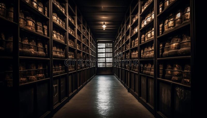 Ancient Book Collection in Old Cellar Shelves Generated by AI Stock ...