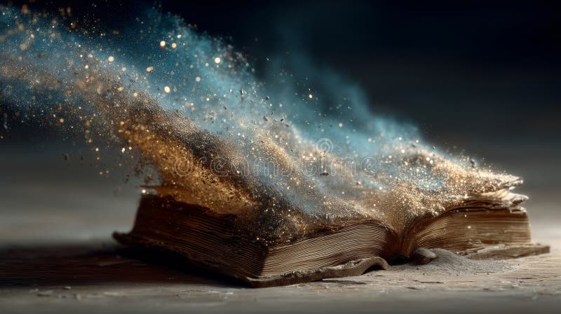 Ancient Book with Dust Particles Rising Stock Image - Image of epic ...