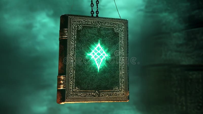 Ancient Book Glowing Green Screen Chroma Key Stock Footage - Video of ...