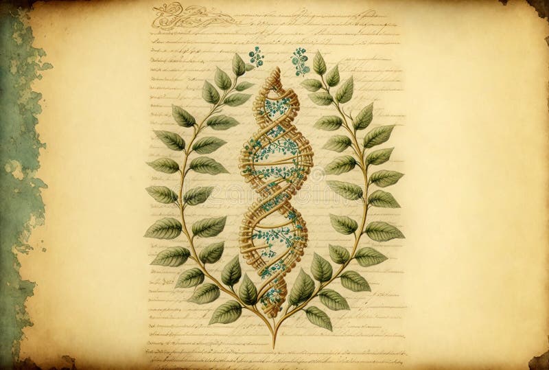 Ancient Book Illustration of DNA Double Helix. Generative AI Stock ...