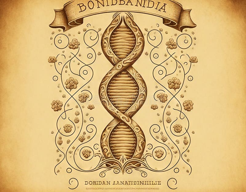 Ancient Book Illustration of DNA Double Helix. Generative AI Stock ...