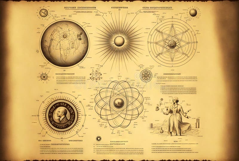 Ancient Book Illustration of Quantum Physics. Generative AI Stock ...