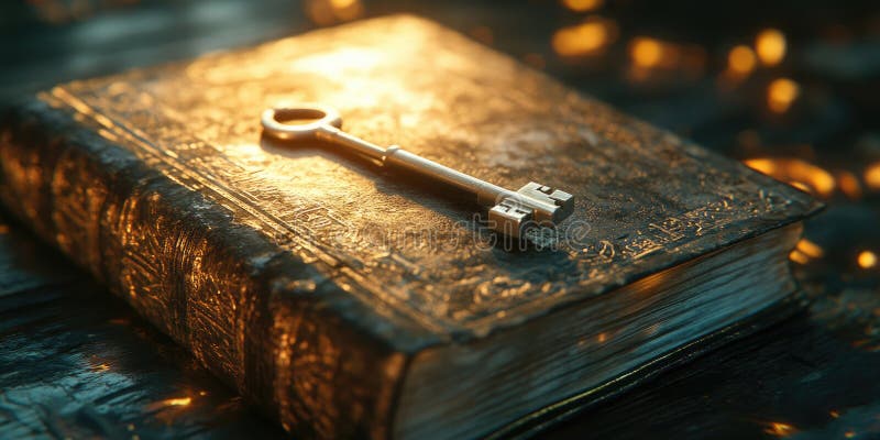 Ancient Book with Key Fantasy Mystery Magic Image Stock Illustration ...