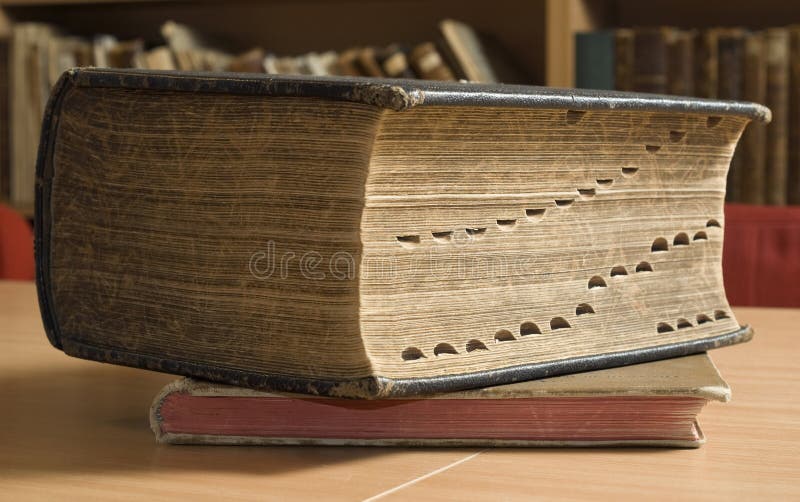 Ancient Book Volume in a Library Stock Photo - Image of cover, service ...