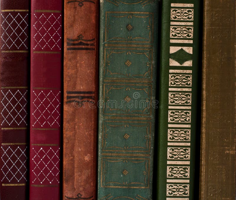 Old Leather Bound Book Spines Stock Photo - Image of literature ...