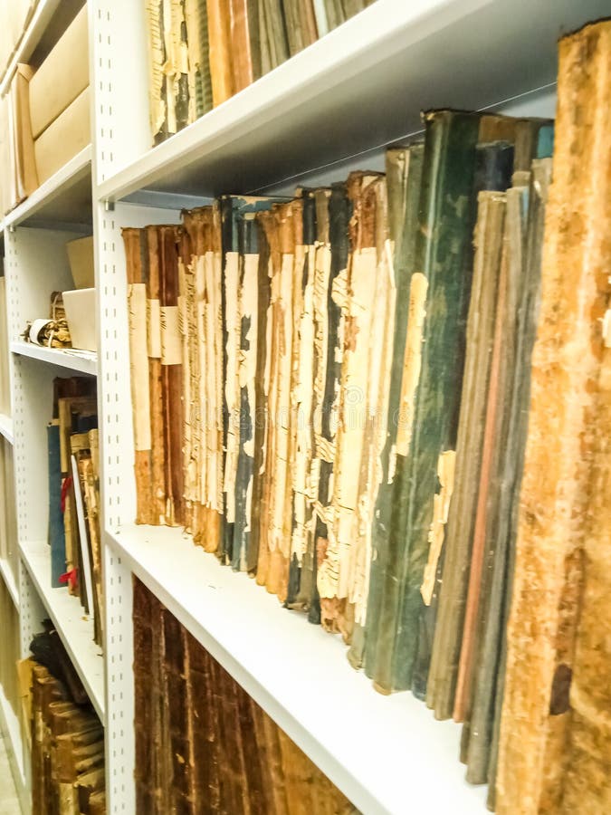Ancient Books on Shelves in a Museum Editorial Photography - Image of ...