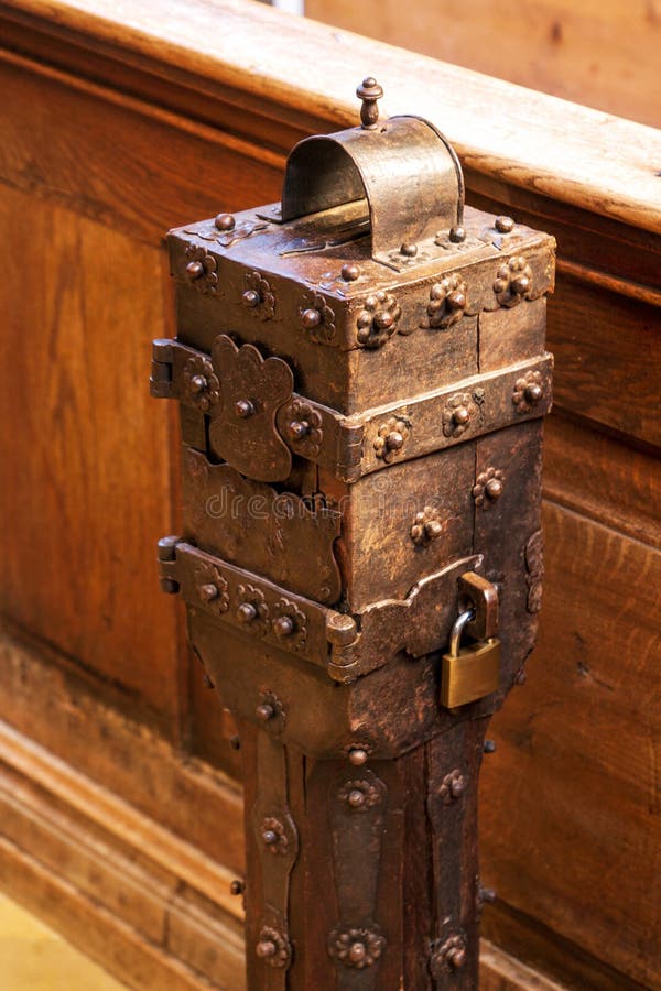Ancient Box for Donation in Cathedral Stock Image - Image of brown ...