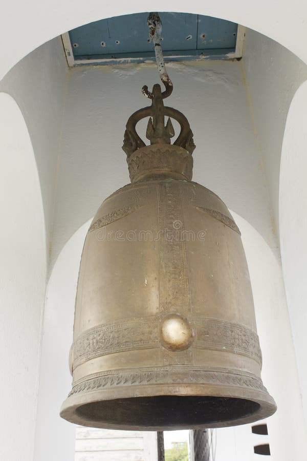 The Ancient Brass Bell in the Public Temple Stock Photo - Image of ...