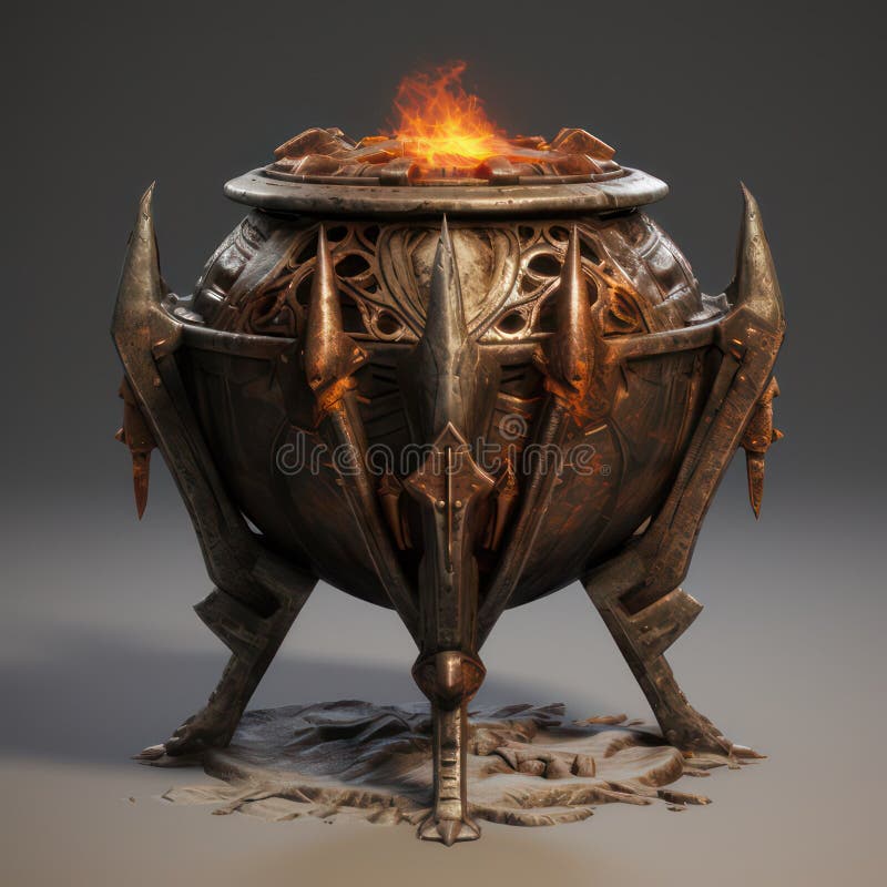 Ancient Brazier Created with Generative AI. a Burning Fire for Cooking ...