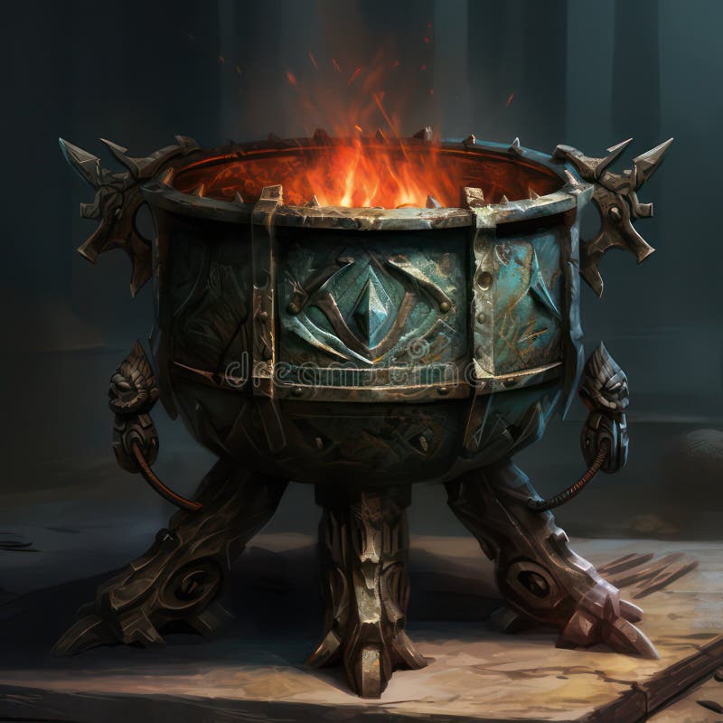 Ancient Brazier Created with Generative AI. a Burning Fire for Cooking ...