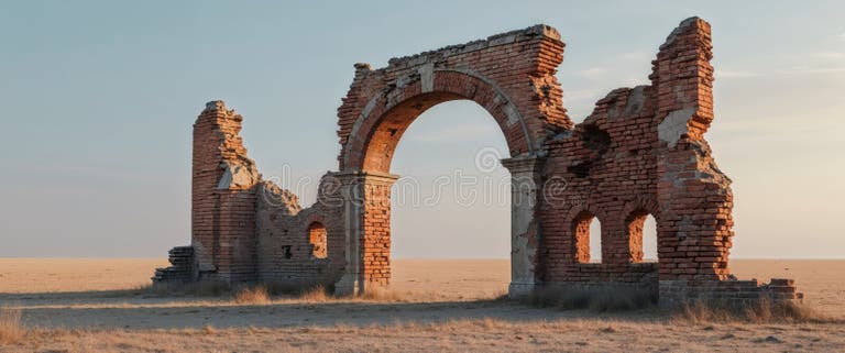 Ancient Brick Archway Ruin in Desolate Landscape Stock Photo - Image of ...