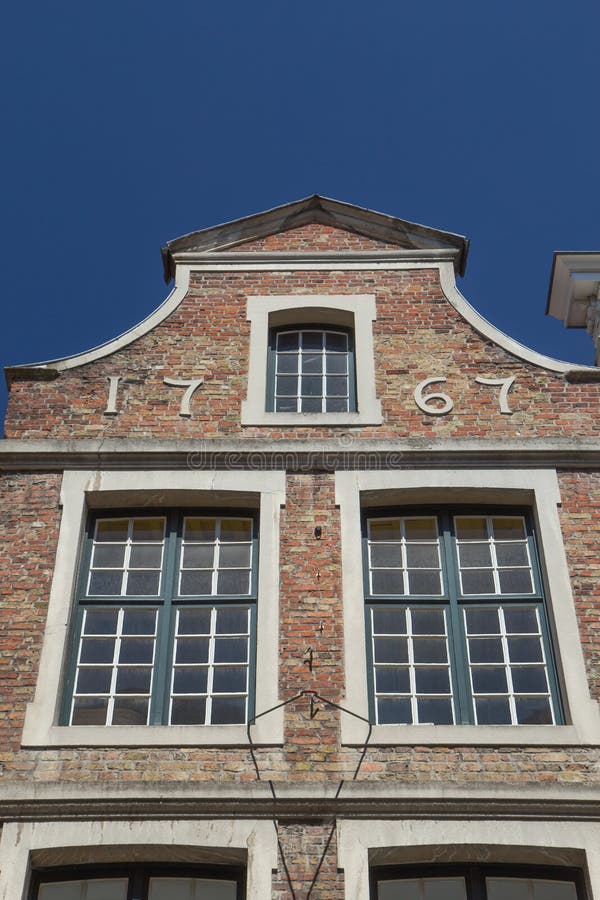 Ancient Brick House in the Bruges (Belgium) Stock Image - Image of ...