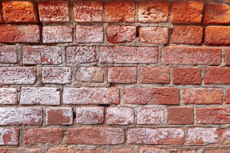 Ancient Brick Masonry Made of Red Clay Bricks with White Salt ...