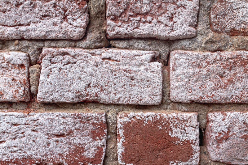 Ancient Brick Masonry Made of Red Clay Bricks with White Salt ...