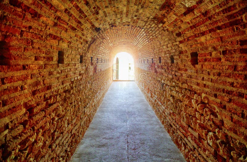 Brick Tunnel with daily Light in the End Stock Image - Image of ...