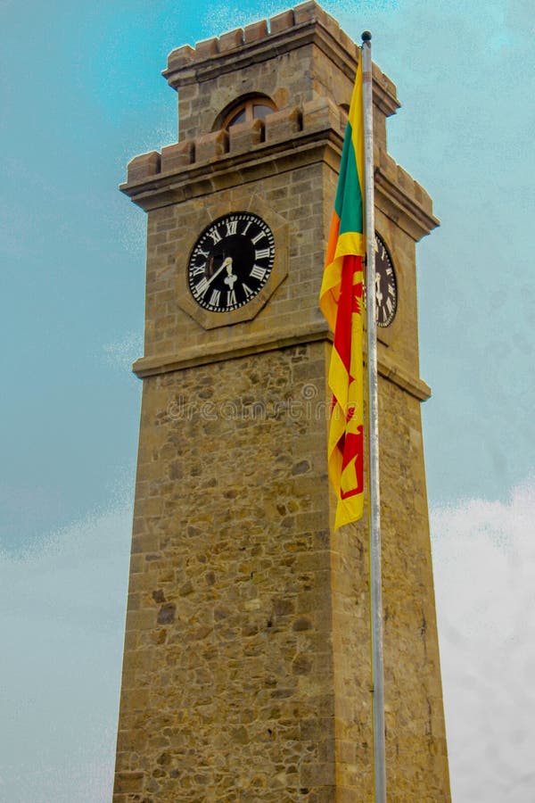 An Ancient Brick Wall Clock Tower Stock Photo - Image of architecture ...
