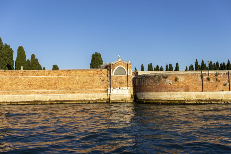 An Ancient Brick Wall of Red Brick in the Light in the Sea with by the ...